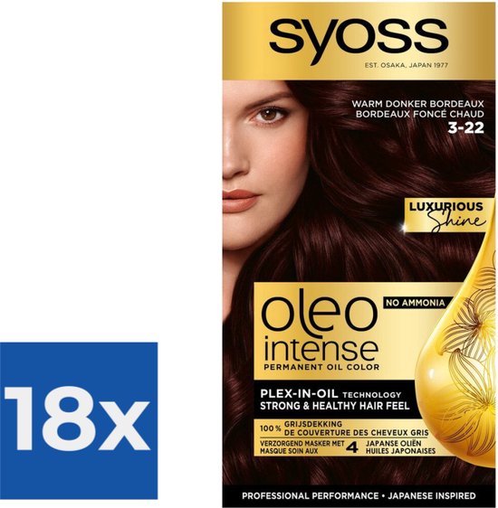SYOSS Oleo Intense 3-22 Warm Donker Bordeaux - 1 stuk - Voordeelverpakking 18 stuks | bol