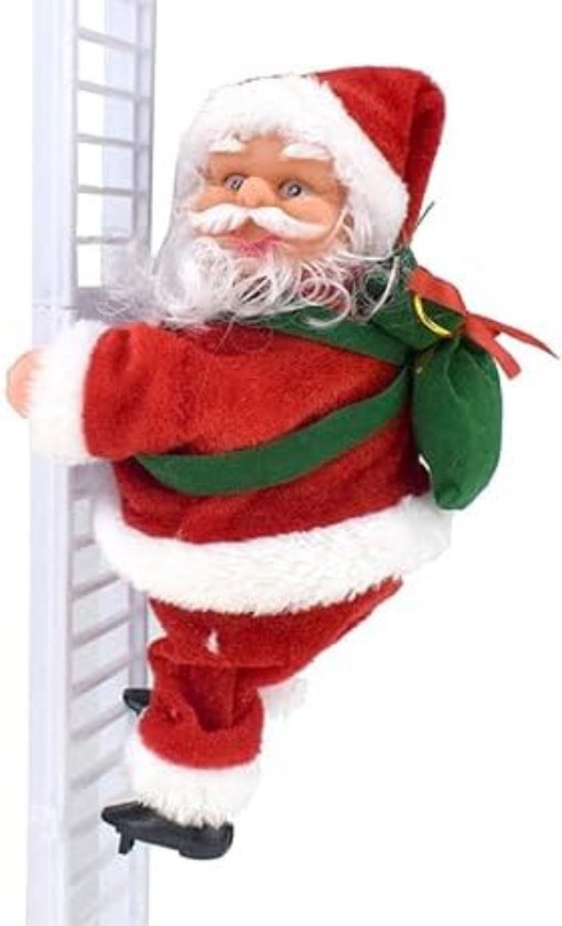 Kerstman op Ladder - Klimmende Kerstman - Climbing Santa - Wit Ladder | bol