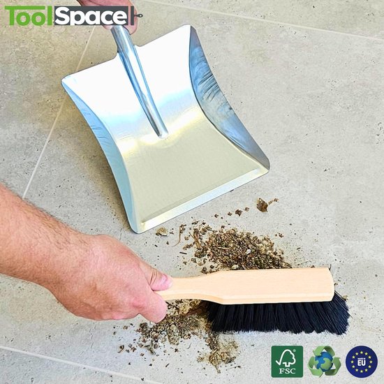 Set van 2 veegschep en handbezem, kunstborstels, handveger, beukenhout ...