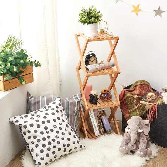 Opvouwbaar badkamerrek, 4 planken, opbergorganizer van hout, smal ...