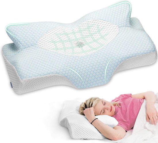 cervicaal orthopedisch kussen van traagschuim, uitneembaar ergonomisch nekkussen voor... | bol