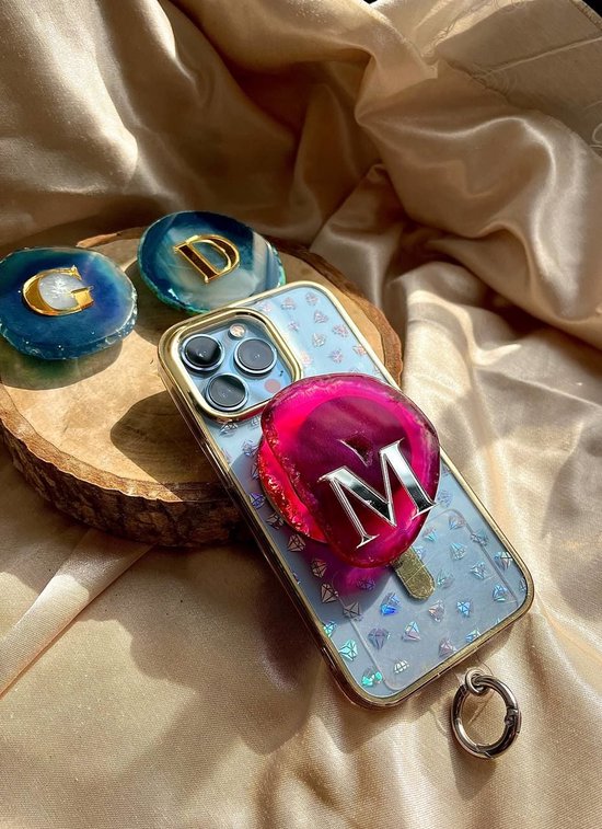 Roze Agaat Letter Pop Socket | Compatibel met elke telefoon | Ruwe ...