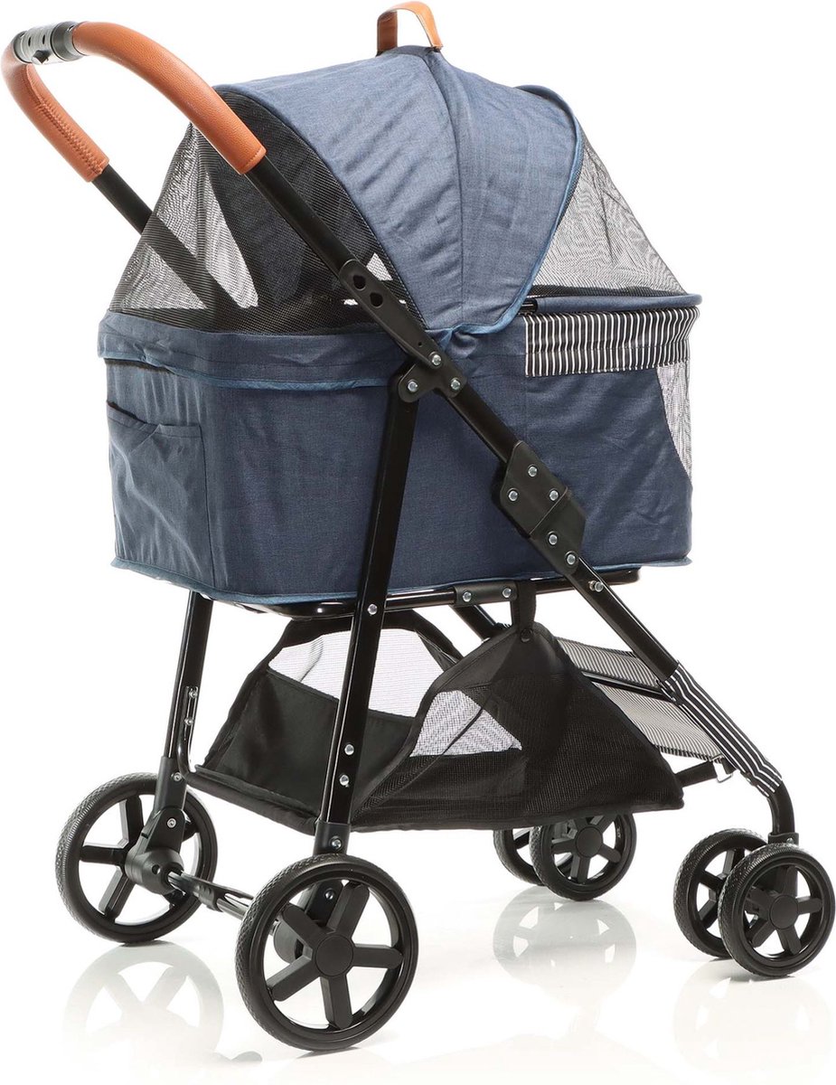 Fudajo hondenwagen 2-in-1 blauw inklapbare hondenbuggy; kinderwagen ...