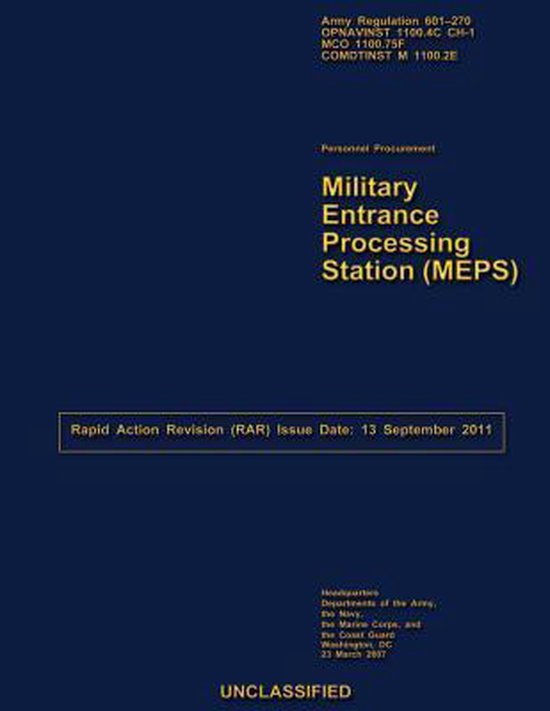 Military Entrance Processing Station (Meps), U S Army | 9781484982037 ...