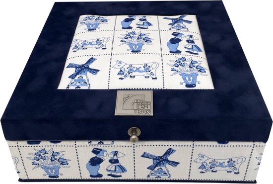 The Dutch Tea Box Kussend Paar Theedoos - 9 vaks - Blauw | bol.com