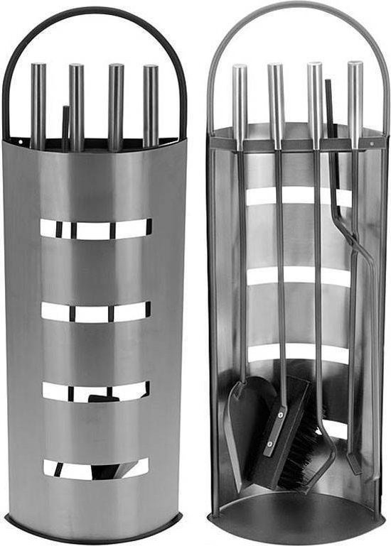 5-delige open haard set RVS mat (zilver) | bol.com