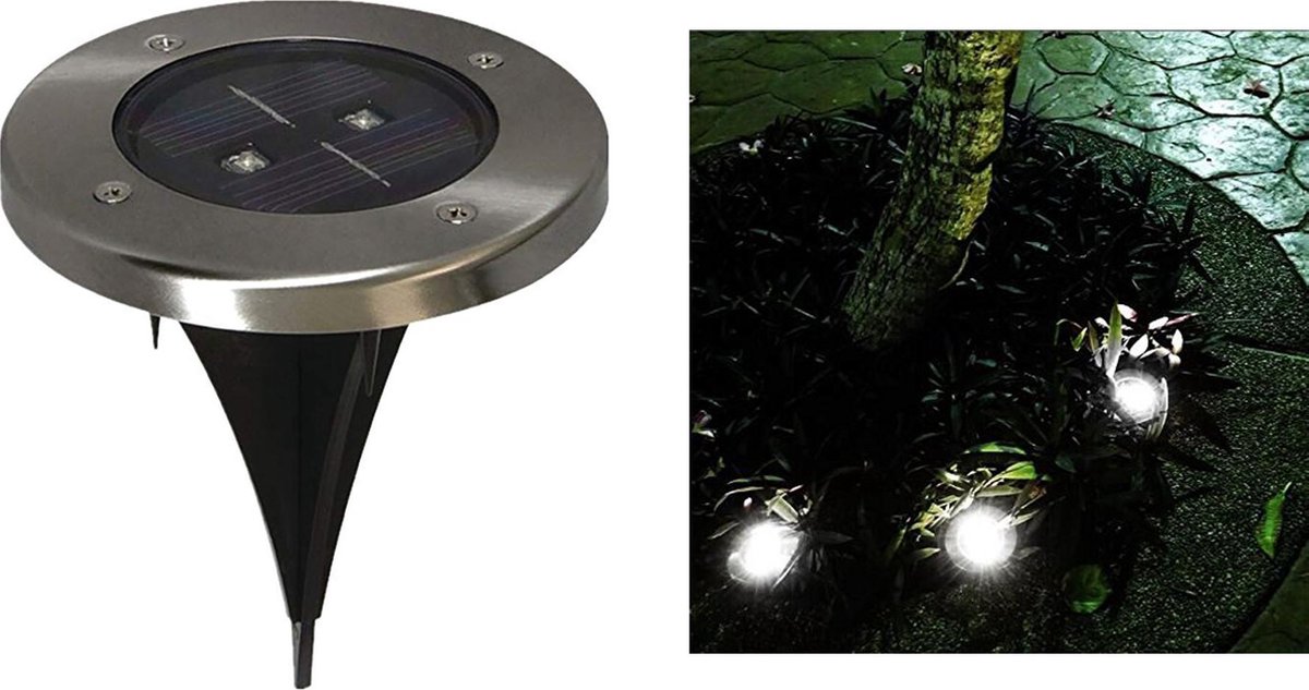 Solar LED Grondspot met Auto-Sensor en Witte LED Verlichting 85 mm van ...