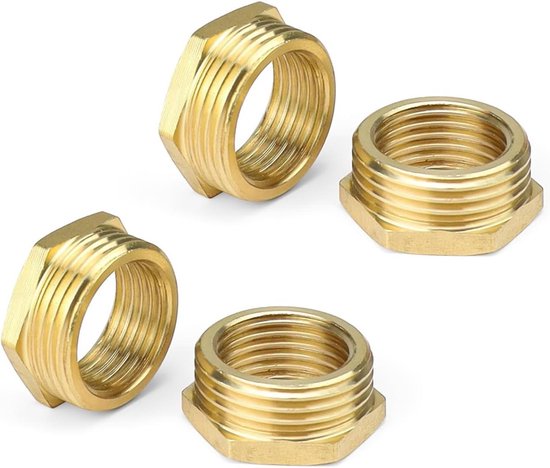 Messing verloopstuk 3/4 inch naar 1/2 inch - Set van 4 reduceernippels voor... | bol