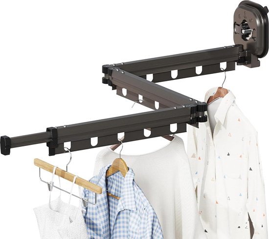Wandmontage droogrek voor aan de muur, uittrekbaar met 15 haken ...