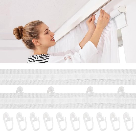 Universal Pleated Polyester Curtain Tape 30mx2.5cm with 50 Hooks ...