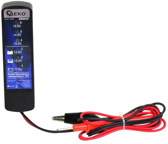 GEKO 12V accutester - LED-indicatoren - Digitaal - Geen externe voeding ...