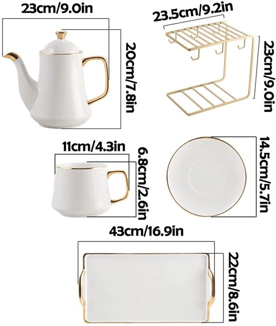 Cup Saucer Sets Porseleinen thee Sets Afternoon Tea Party met Theepot ...