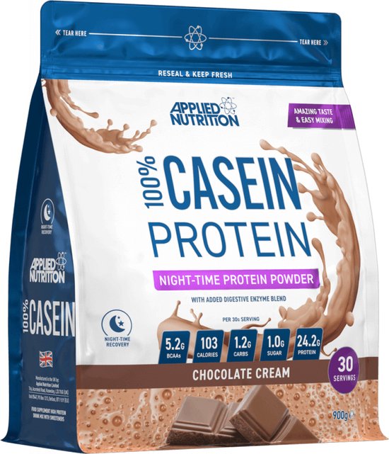 Applied Nutrition 100% Casein Protein (900g) Chocolate Cream - Eiwitten ...