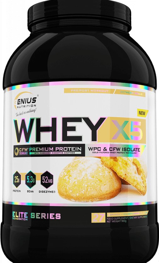 Genius Nutrition Whey-X5 (900g) Biscotti Cookies - Eiwitten - Wei-eiwit ...