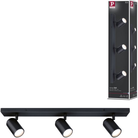 Spotlight Zyli IP44 GU10 230V max. 3x10W dimbaar Zwart mat | bol