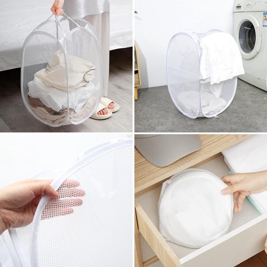 2 stuks wasmanden mesh pop-up wasmand plastic pop-up wasmand opvouwbaar ...