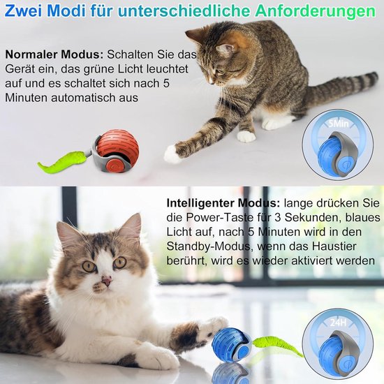 Interactief kattenspeelgoed - 2 stuks rollende ballen voor honden en ...