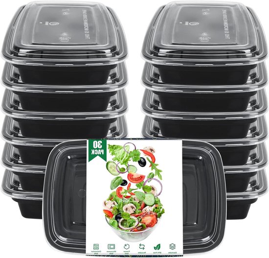 30-Pack Meal Prep Containers - Reusable Food Storage Boxes with Lids ...