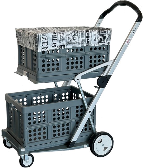 CLAX COMPLEET opvouwbare boodschappen trolley 2 kratten & krathoes ...