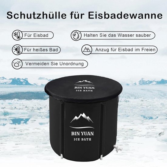 Opvouwbare IJsbad Kuip met Deksel - 80 cm - Ideaal voor Volwassenen en ...
