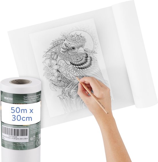 WINTEX Transparant Tekenpapier Rol - 30 cm x 50 m - Overtrekpapier | bol