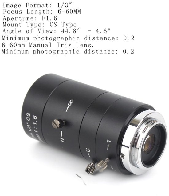 Professionele microscooplens, F1.6 6-60mm HD CCTV Zoom Lens Big View ...