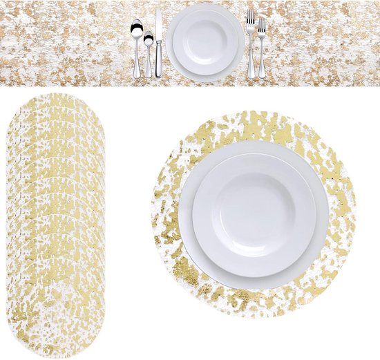 Wegwerp gouden placemats set - Maaltijdmat 11 stuks - Eetkamer mat met ...