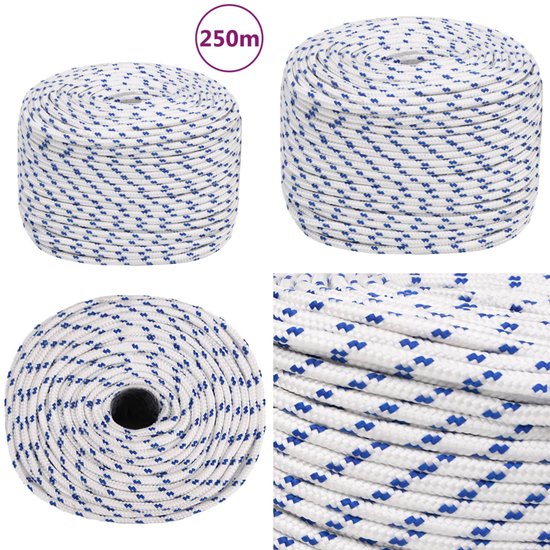 vidaXL Boot touw 6 mm 250 m polypropyleen wit - Scheepstouw ...