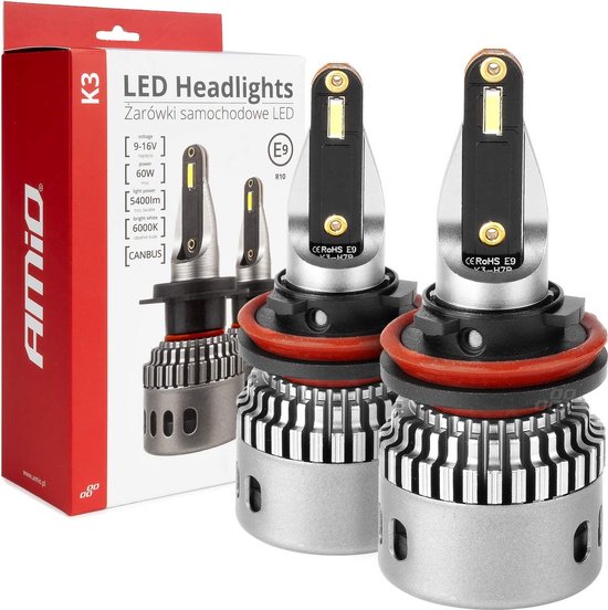 AMiO LED Mistlichten K3-serie H8/H9/H11/H16 – 6000K Wit, 12V CANBUS | bol
