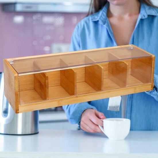 Theedoos 5 vaks - Rechthoekige Theebox - Design theedoos met ...