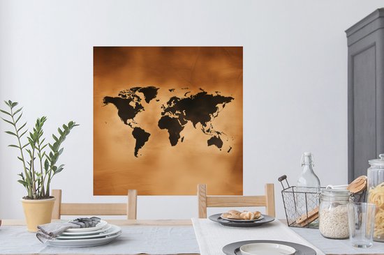 Muurstickers - Sticker Folie - Wereldkaart - Bruin - Kaart - 100x100 cm - Plakfolie -... | bol