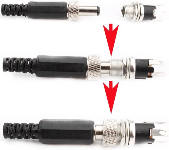 55 x 25 mm DC Power Connector 12 Volt Barrel Jack Panel Mount - 2 stuks ...