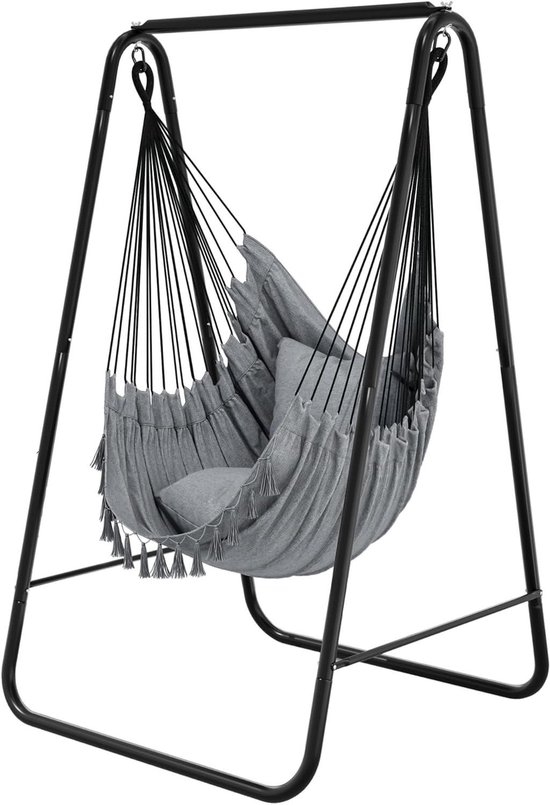 Hangstoel met frame - stabiel en comfortabel - 1 stuk - grijs - staal ...