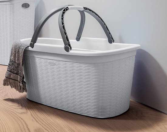 Elegance Wasmand - wasmand met handgrepen - 1 stuk - wit - polyurethaan ...