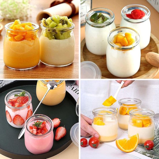 Set van 24 yoghurtglazen potjes met koord en etiketten - voor pudding ...