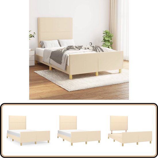 vidaXL Bedframe - 120x200 cm - Crèmekleurig Stof Bed Frame - Stof Bed ...