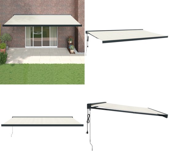 vidaXL Luifel uittrekbaar 5x3 m stof en aluminium crèmekleurig Terras ...