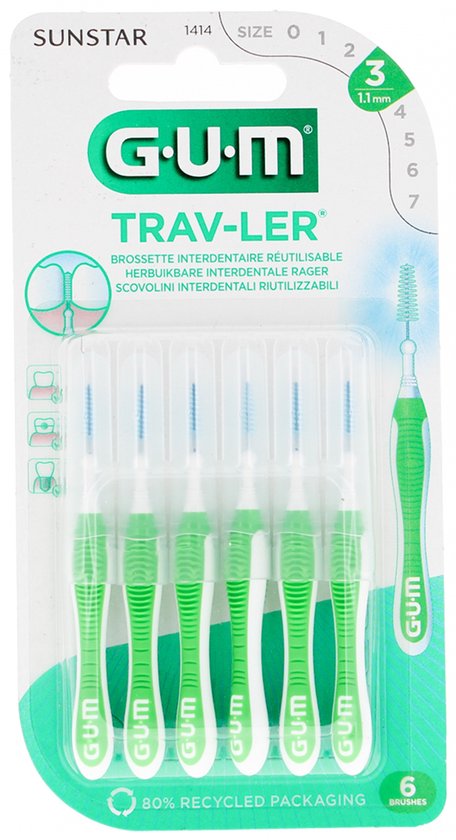 GUM Trav-ler Ragers 1.1mm Groen - 6 stuks | bol