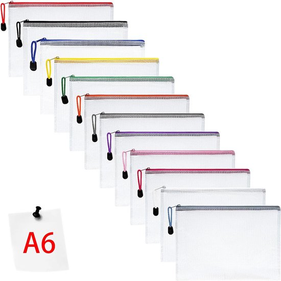 Candala Plastic portefeuilles, 12 stuks A6 ritszakken, mesh ...