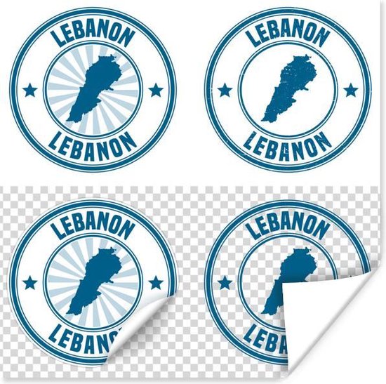 Illustration de quatre stickers du Liban poster 100x100 cm - Tirage ...