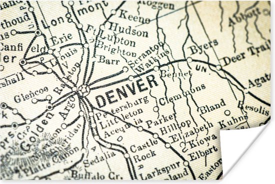 Illustration d'une carte de Denver poster 60x40 cm - Tirage photo sur ...