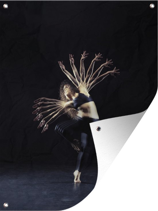 Muurdecoratie buiten Multi exposure beeld van een danseres - 120x160 cm - Tuindoek -... | bol