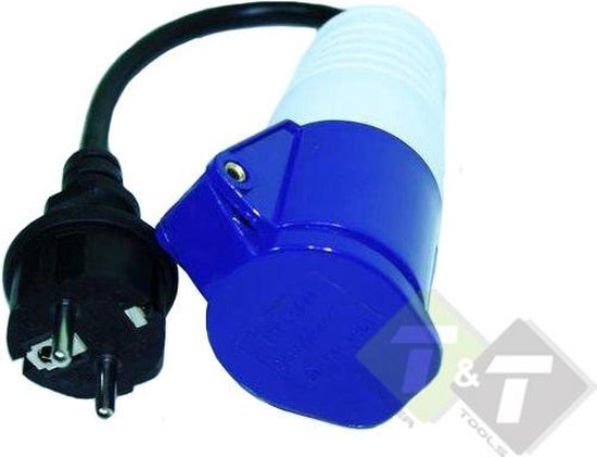 CEE verloopstekker met 1 meter kabel - 230 Volt - 16 Ampere - CE ...
