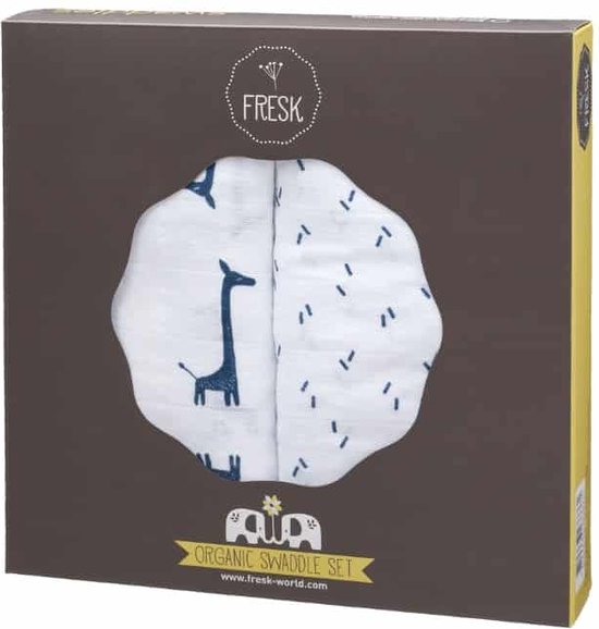 Fresk Inbakerdoeken Giraf Indigo Blue, 120x120cm, set van 2 | bol