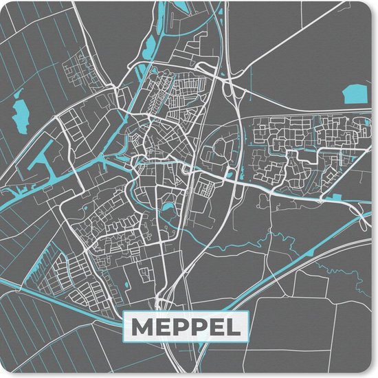 Plattegrond - Meppel - Grijs - Blauw - Stadskaart | bol.com