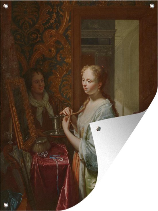 Tuin decoratie Lady at her toilet - schilderij van Philip van Dijk ...