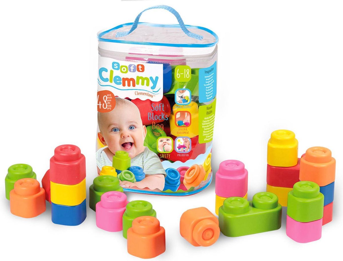 Clementoni Soft Clemmy - Stapelblokken - Baby Blokken - 48 Zachte ...