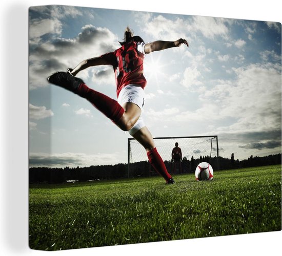 Canvas Schilderij Vrouw schiet op doel - 160x120 cm - Wanddecoratie XXL ...