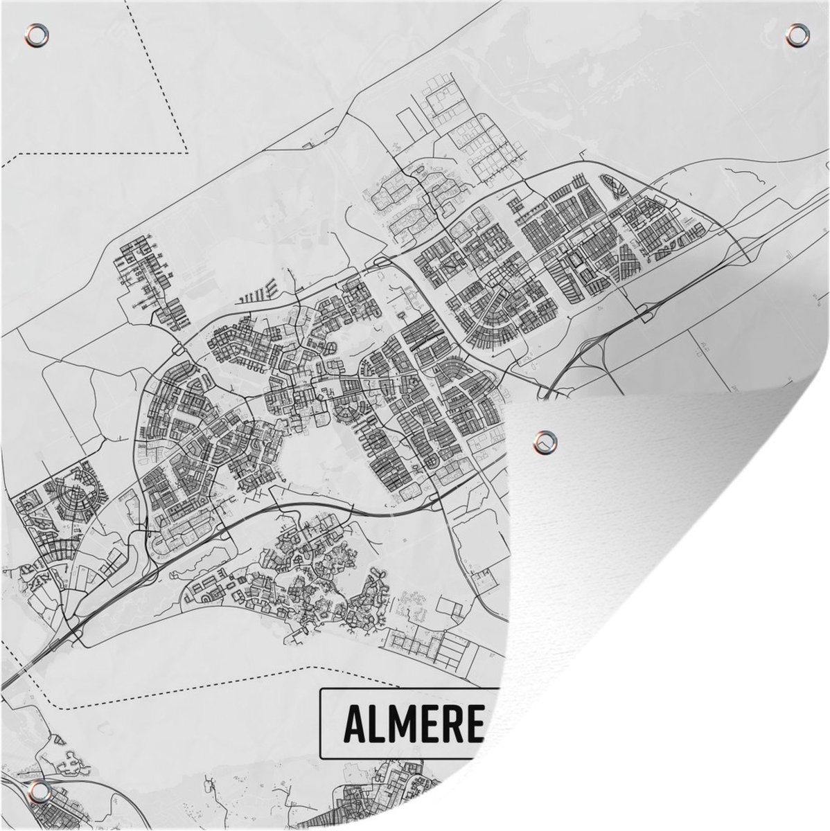 Tuinposters Stadskaart Almere - 50x50 cm - Plattegrond - Tuindoek | bol.com