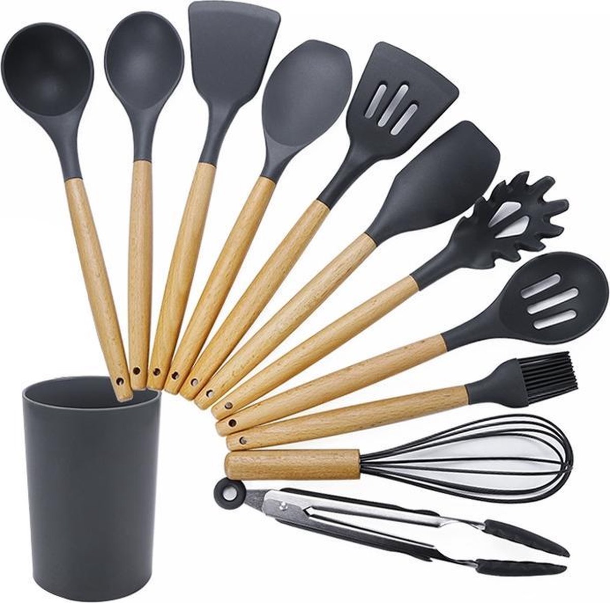 Let op type!! kn020 11 in 1 houten handvat siliconen non-stick spatel ...